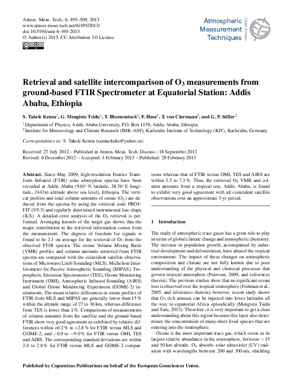 (PDF) Retrieval and validation of O 3 measurements from ground-based ...