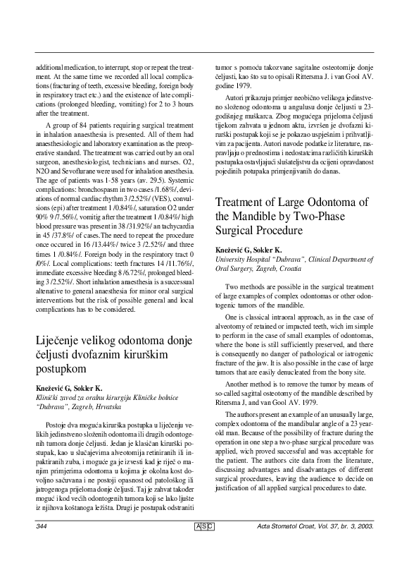 (PDF) Treatment of Large Odontoma of the Mandible by Two-Phase Surgical ...