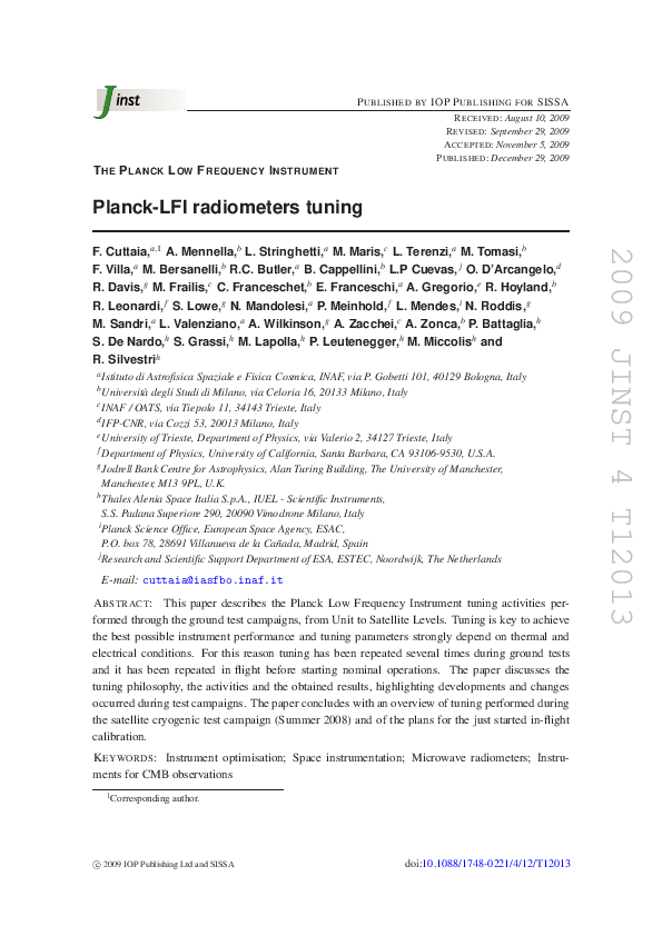 (PDF) Planck-LFI radiometers tuning