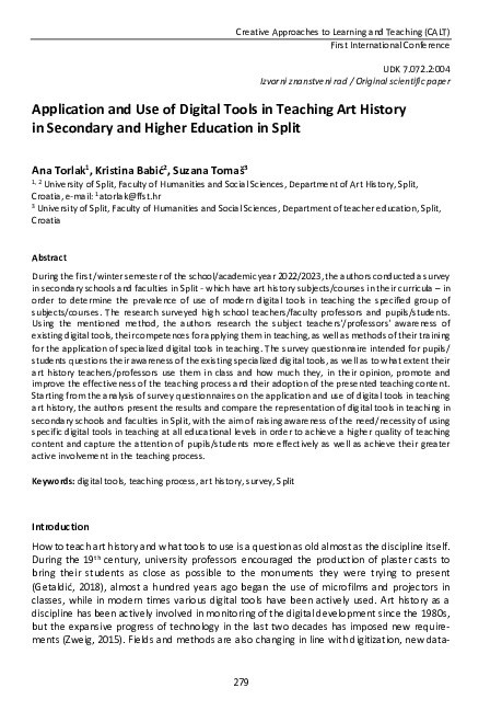 (PDF) Application and Use of Digital Tools in Teaching Art History in ...