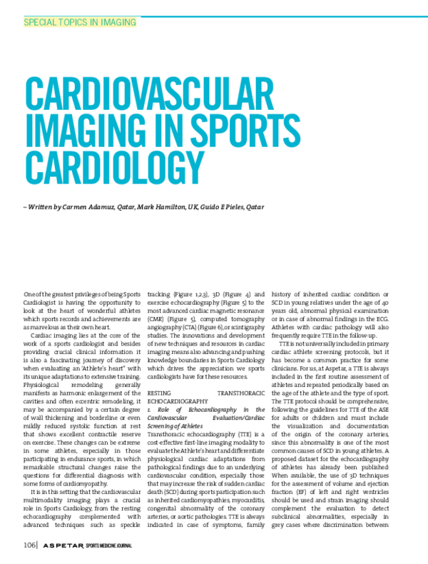 (PDF) CARDIOVASCULAR IMAGING IN SPORTS CARDIOLOGY. Aspetar Journal