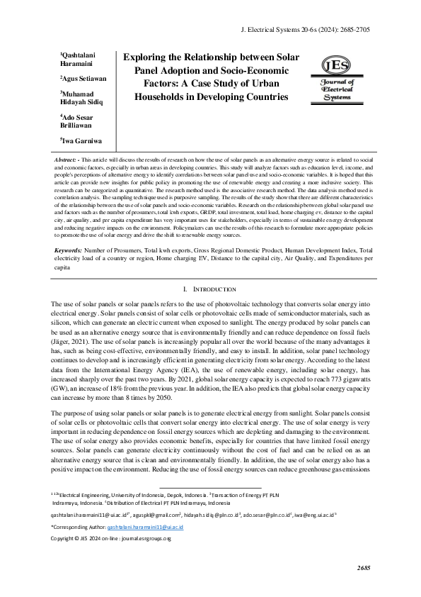 (PDF) Exploring the Relationship between Solar Panel Adoption and Socio ...
