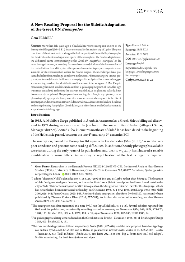 (PDF) Ferrer 2025 - A New Reading Proposal for the Sidetic Adaptation ...