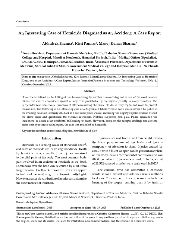 (PDF) An Interesting Case of Homicide Disguised as an Accident: A Case ...