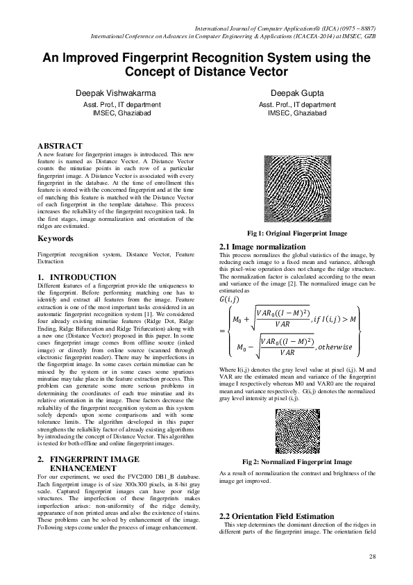 (PDF) An Improved Fingerprint Recognition System using the Concept of ...