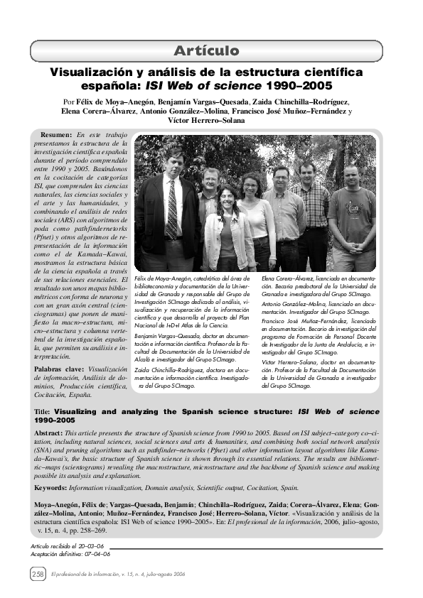 (PDF) Visualizaci n y an lisis de la estructura cient fica espa ola ...