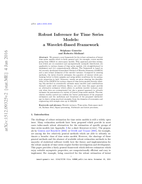 (PDF) Robust Inference for Time Series Models: a Wavelet-based Framework