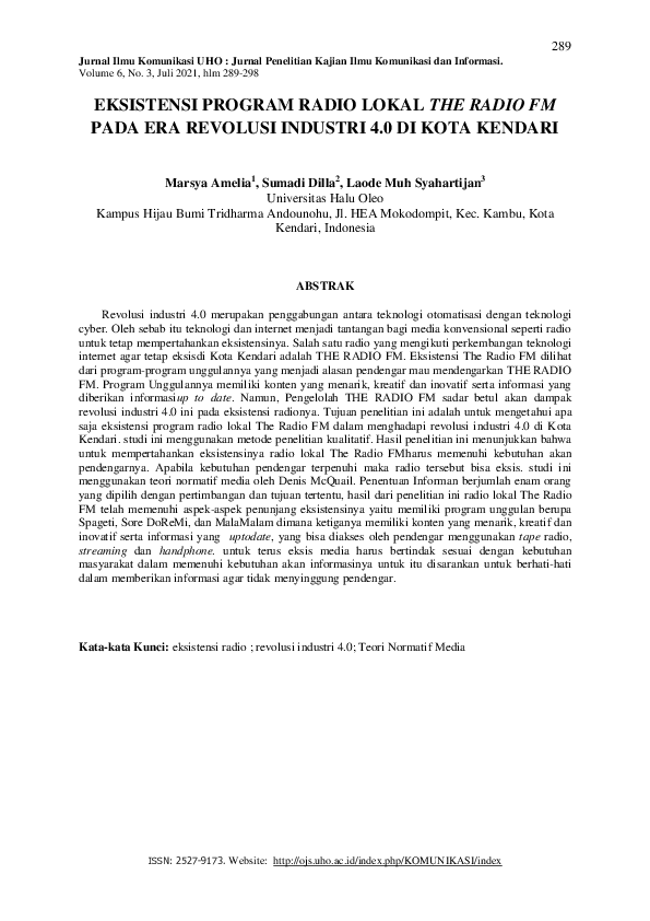 (PDF) Eksistensi Program Radio Lokal the Radio FM Pada Era Revolusi ...