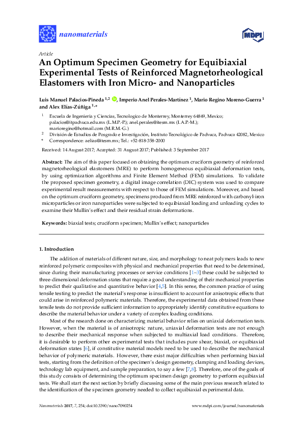 (PDF) An Optimum Specimen Geometry for Equibiaxial Experimental Tests ...