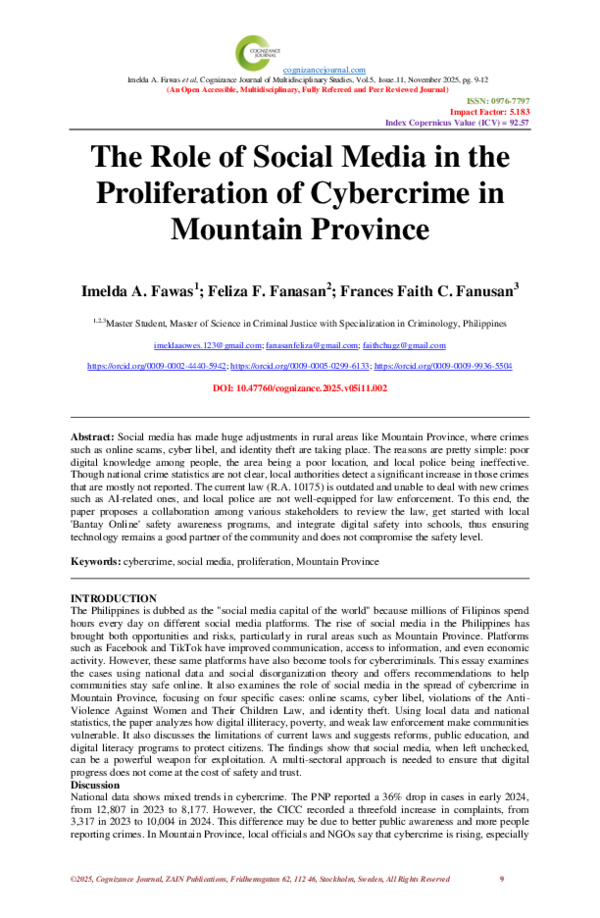 (PDF) The Role of Social Media in the Proliferation of Cybercrime in ...