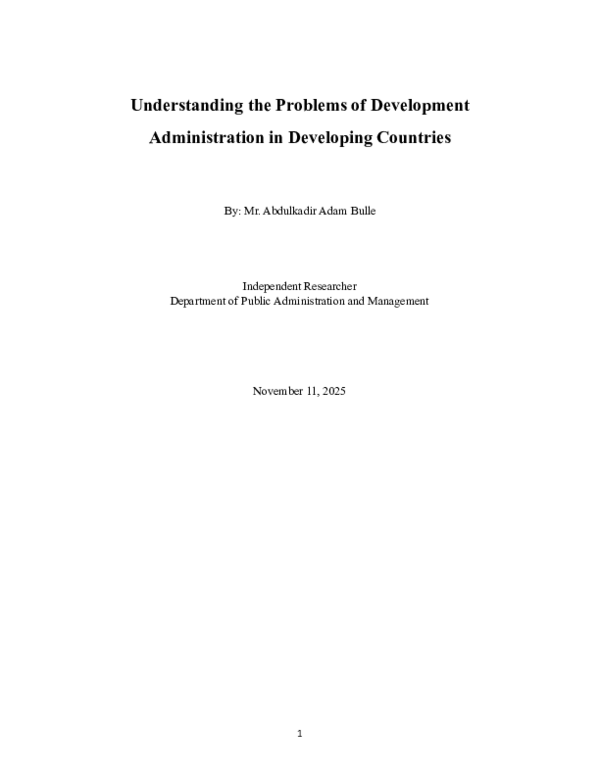 (PDF) Understanding the Problems of Development Administration in ...