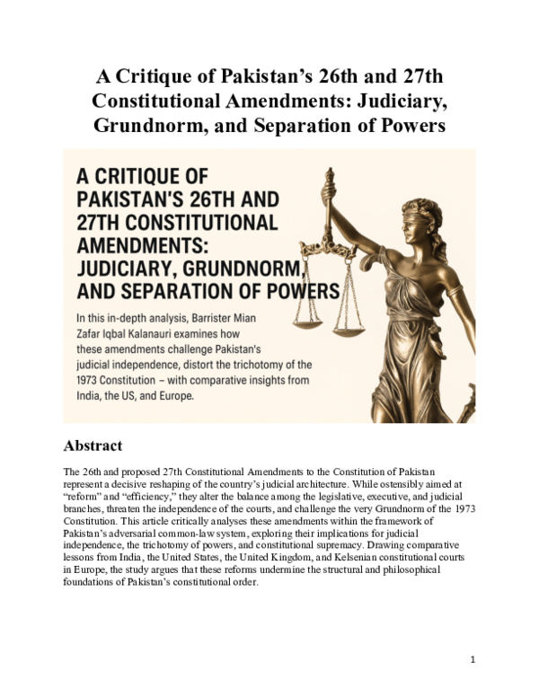 (PDF) A Critique of Pakistan's 26th and 27th Constitutional Amendments ...