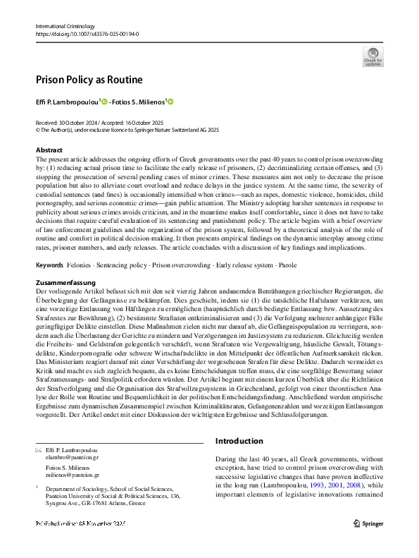 (PDF) Prison Policy as Routine