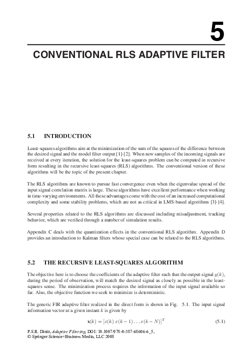 (PDF) Conventional Rls Adaptive Filter