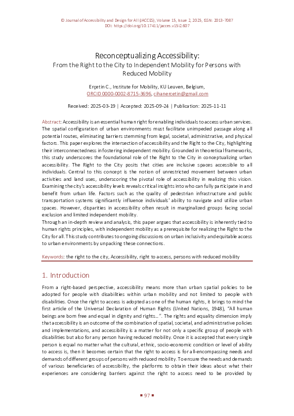 (PDF) Reconceptualizing Accessibility: From the Right to the City to ...