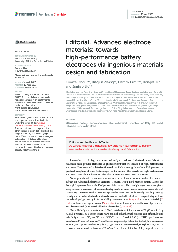 (PDF) Editorial: Advanced electrode materials: towards high-performance ...