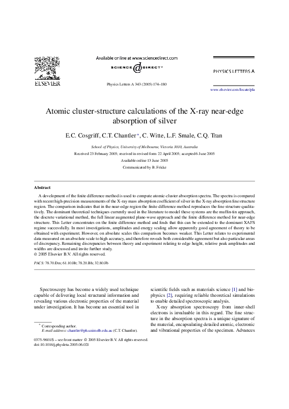(PDF) Atomic cluster-structure calculations of the X-ray near-edge absorption of silver