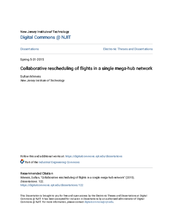 (PDF) Collaborative rescheduling of flights in a single mega-hub network