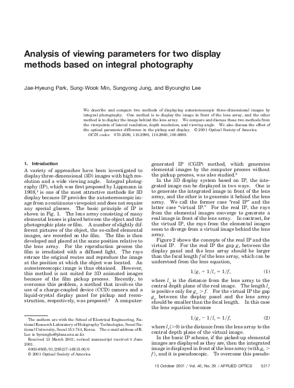 (PDF) Analysis of viewing parameters for two display methods based on ...