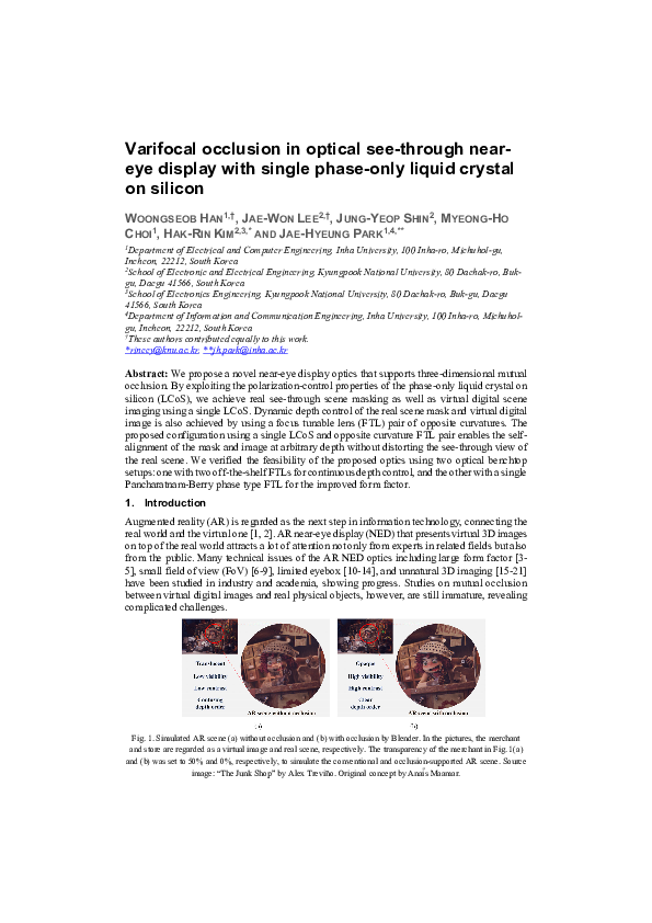 (PDF) Varifocal occlusion in optical see-through near-eye display with ...
