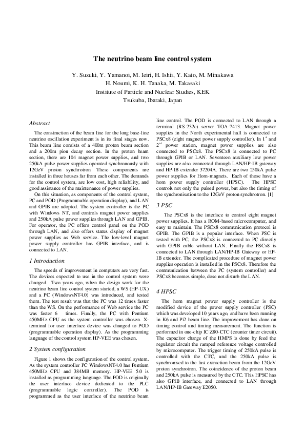 (PDF) The Neutrino Beam Line Control System