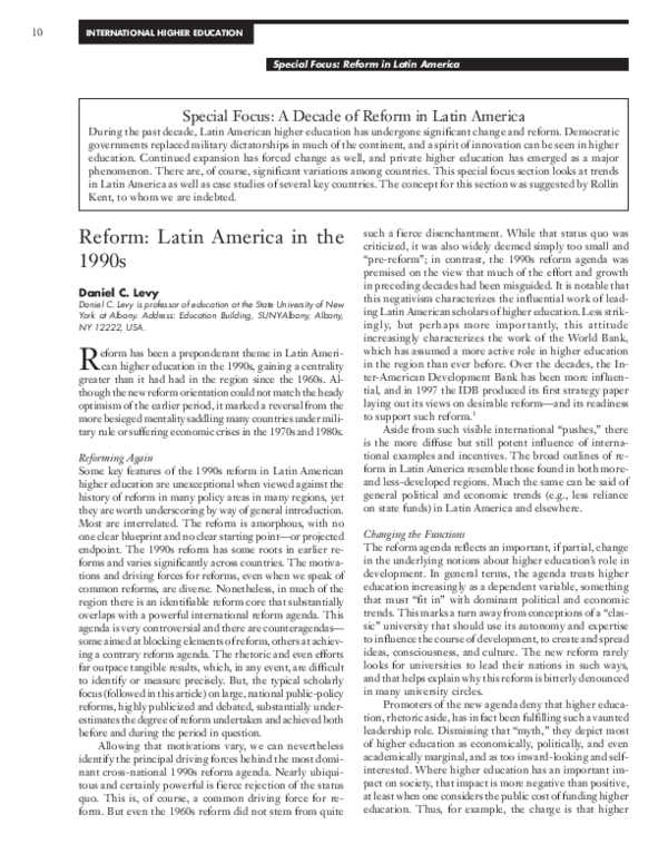 (PDF) Reform: Latin America in the 1990s