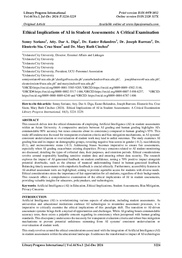 (PDF) Ethical Implications of AI in Student Assessments: A Critical Examination