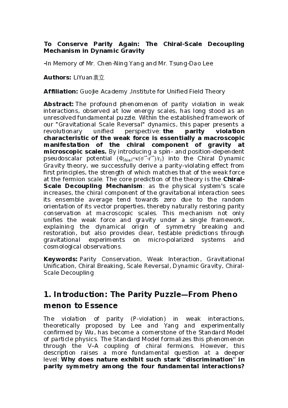 (PDF) To Conserve Parity Again: The Chiral-Scale Decoupling Mechanism ...
