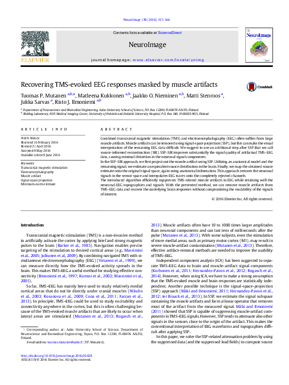 (PDF) Recovering TMS-evoked EEG responses masked by muscle artifacts