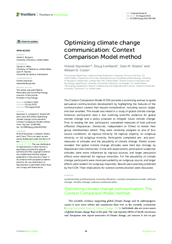 (PDF) Optimizing climate change communication: Context Comparison Model ...