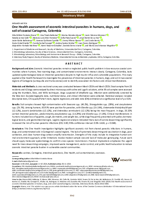 (PDF) One Health assessment of zoonotic intestinal parasites in humans ...