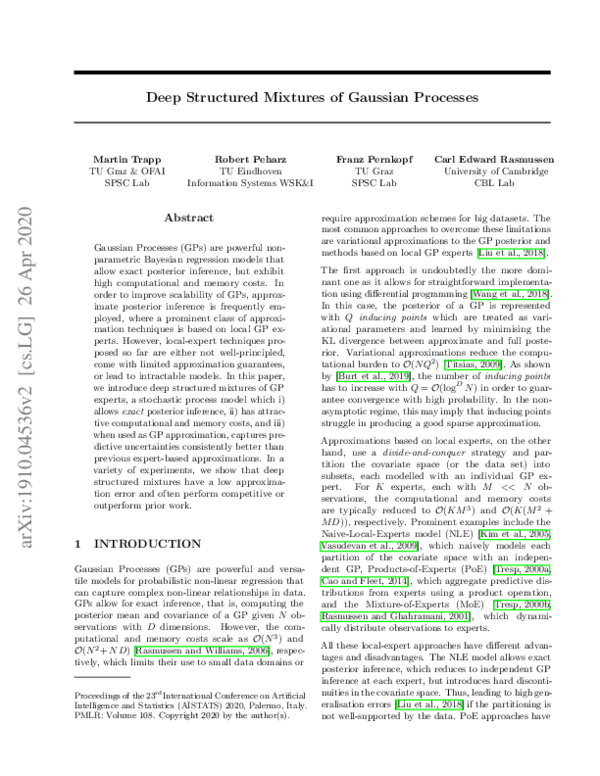 (PDF) Deep Structured Mixtures of Gaussian Processes