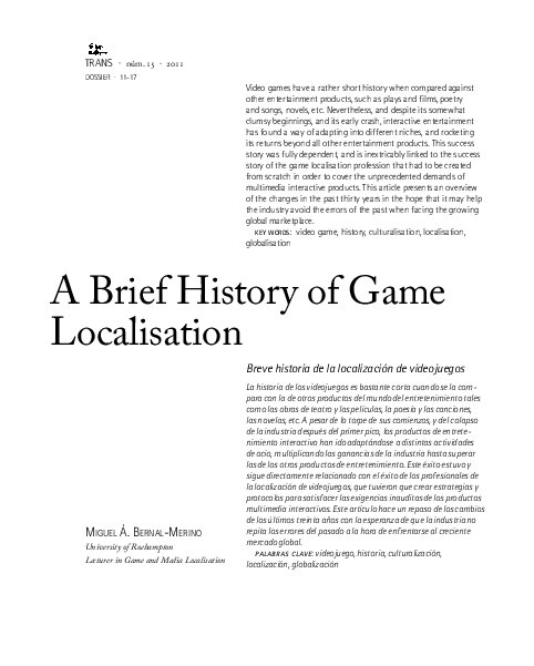 (PDF) A brief history of Game Localisation