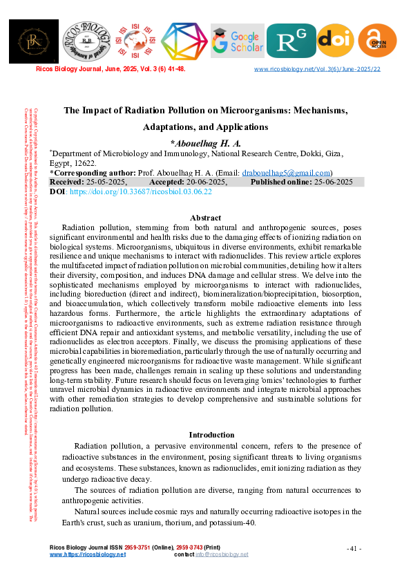 (PDF) The Impact of Radiation Pollution on Microorganisms: Mechanisms ...