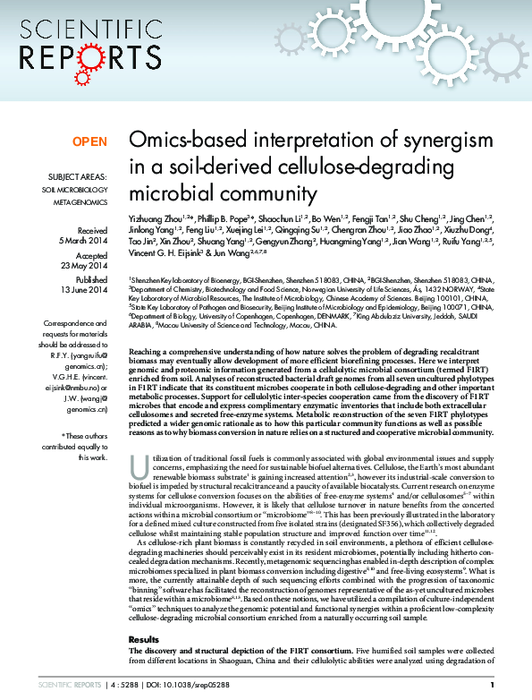 (PDF) Omics-based interpretation of synergism in a soil-derived ...