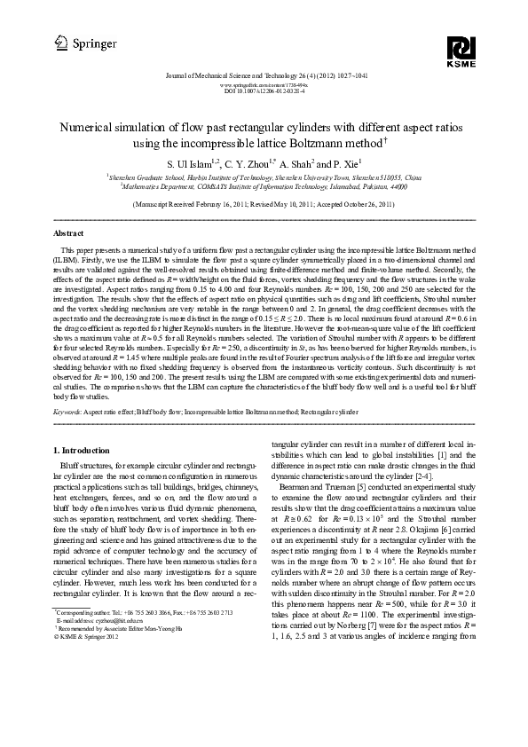 (PDF) Numerical simulation of flow past rectangular cylinders with ...