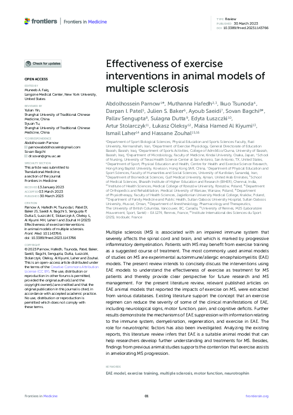(PDF) Effectiveness of exercise interventions in animal models of ...