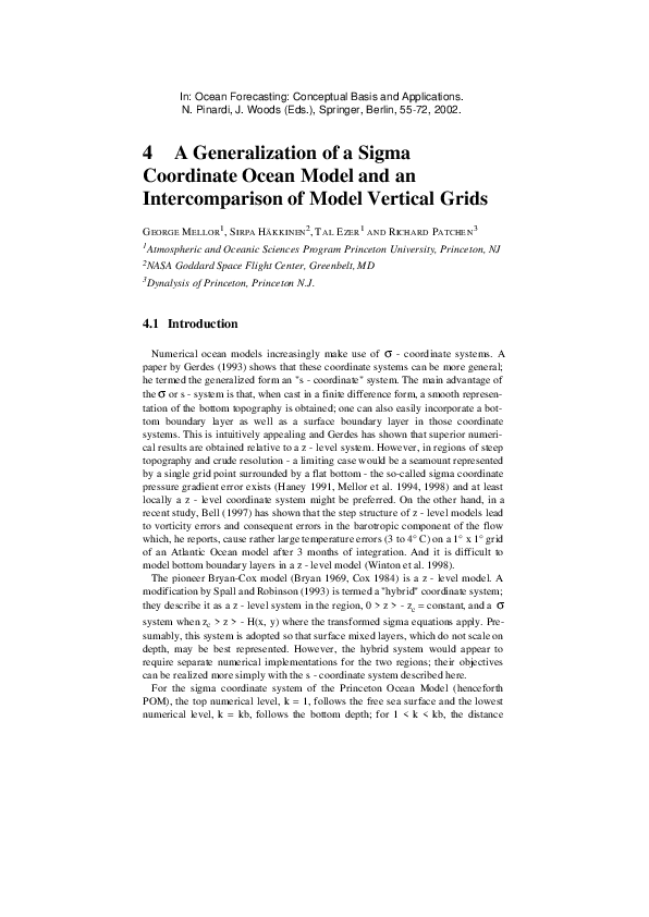 (PDF) A Generalization of a Sigma Coordinate Ocean Model and an ...
