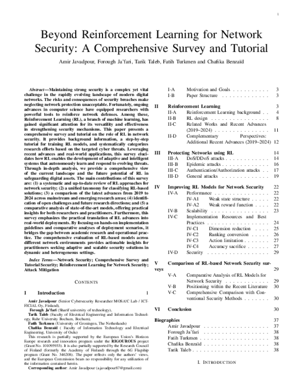 (PDF) Beyond Reinforcement Learning for Network Security: A ...