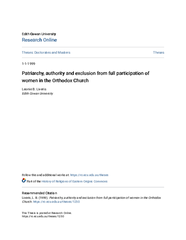(PDF) Patriarchy, authority and exclusion from full participation of ...