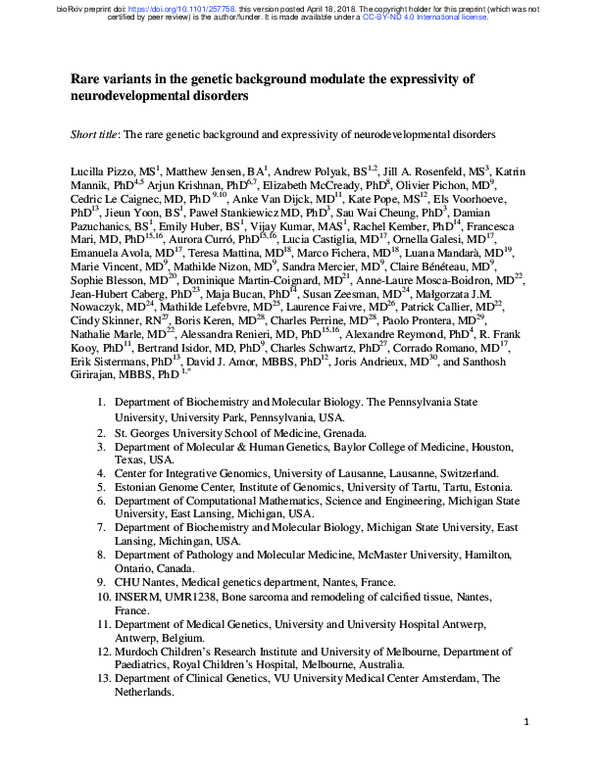 (PDF) Rare variants in the genetic background modulate the expressivity ...
