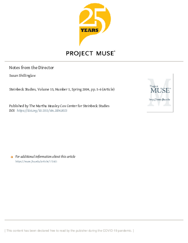 (PDF) Notes From The Director