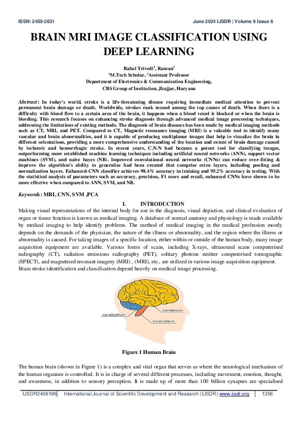 (PDF) BRAIN MRI IMAGE CLASSIFICATION USING DEEP LEARNING