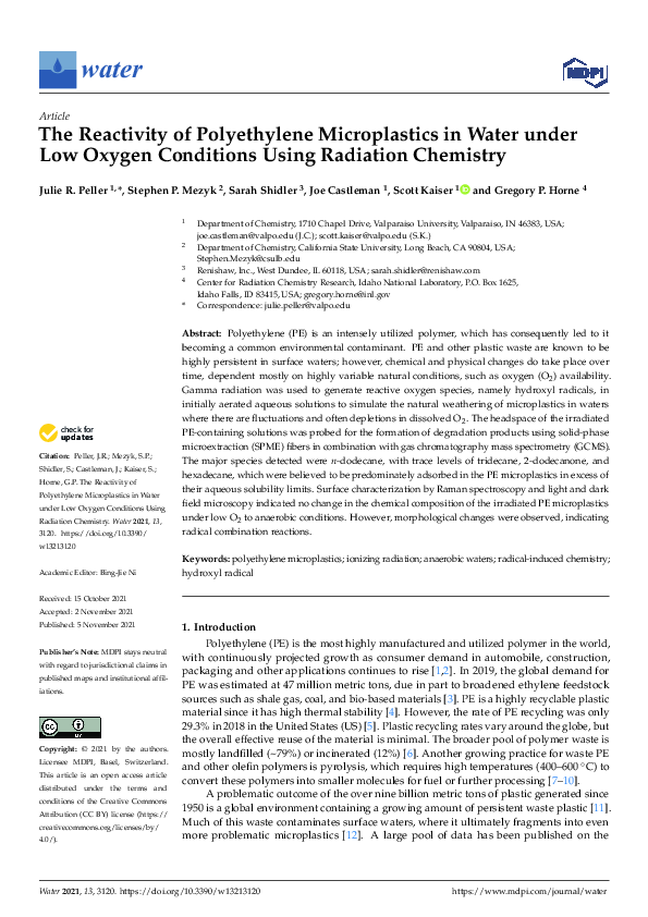 (PDF) The Reactivity of Polyethylene Microplastics in Water under Low ...