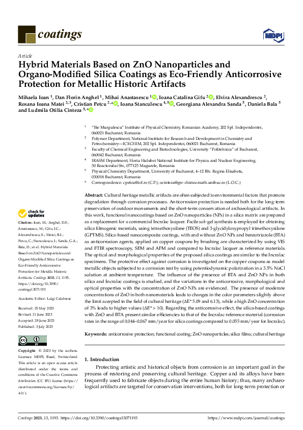 (PDF) Hybrid Materials Based on ZnO Nanoparticles and Organo-Modified ...
