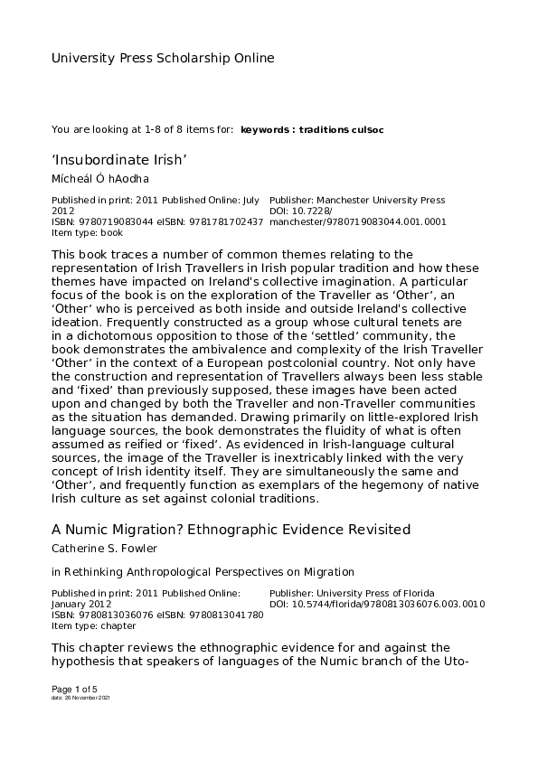 (PDF) A Numic Migration? Ethnographic Evidence Revisited
