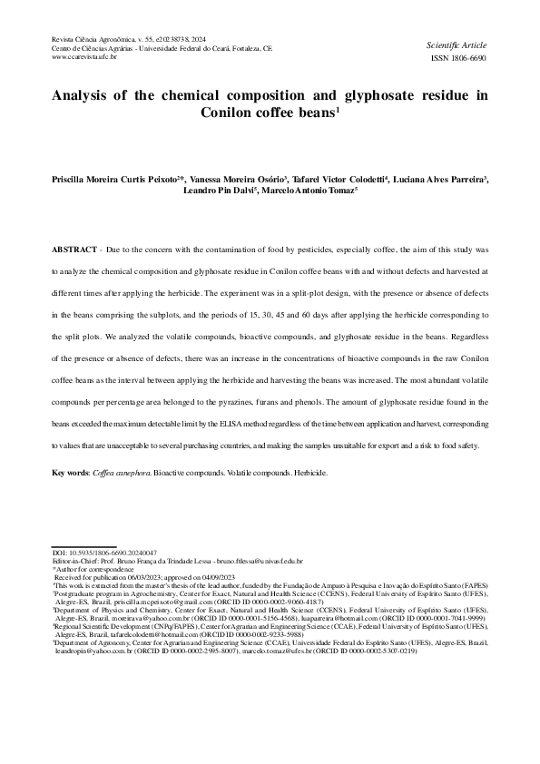 (PDF) Analysis of the chemical composition and glyphosate residue in ...