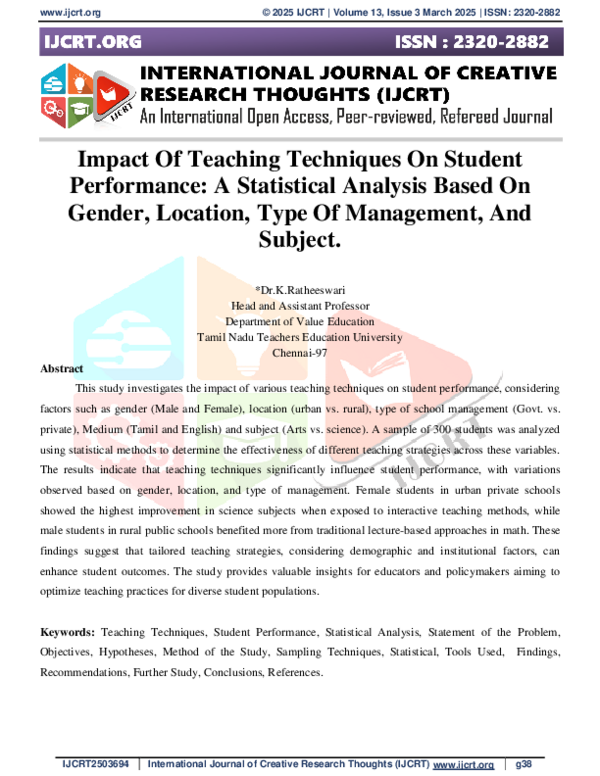 (PDF) Impact Of Teaching Techniques On Student Performance: A ...