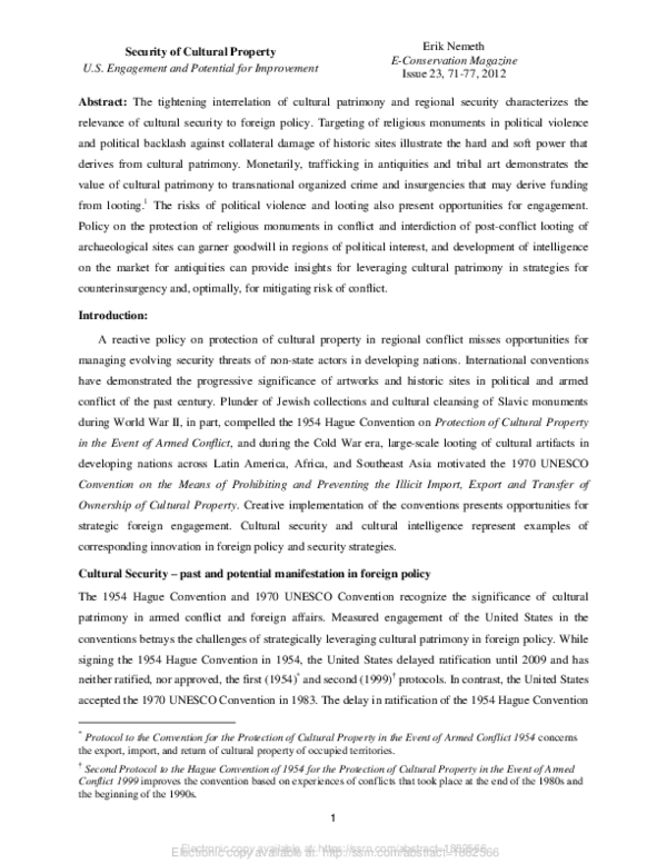 (PDF) Cultural Security: From Concept to Engagement