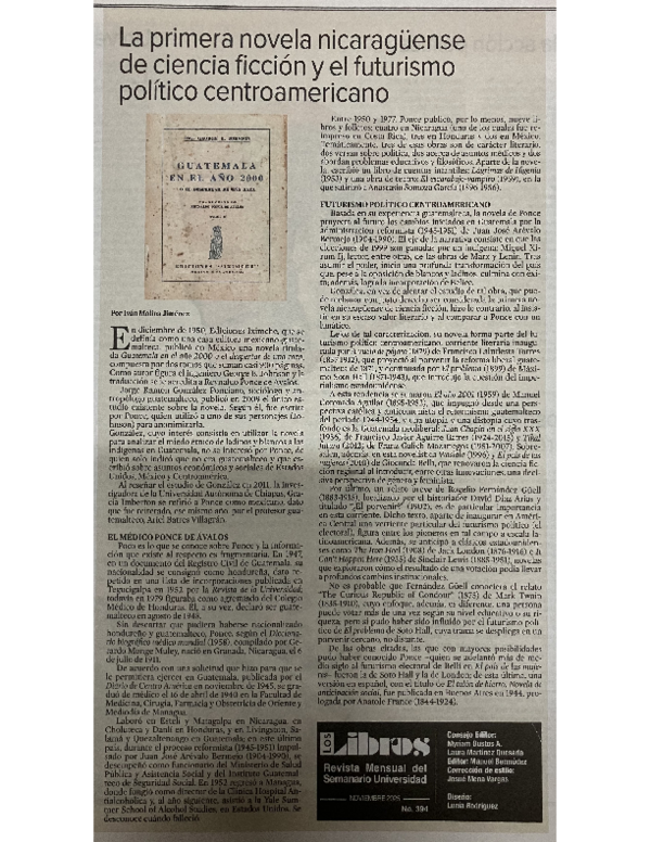 (PDF) La primera novela nicaragüense de ciencia ficción y el futurismo ...